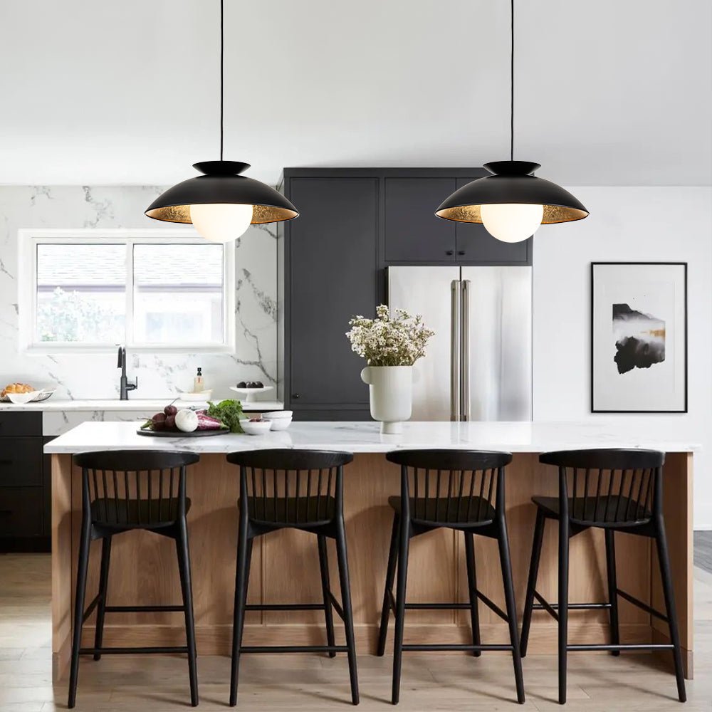 1-Light Scandinavian Iron Kitchen Dome Pendant Light LightFixturesUSA