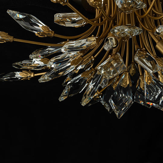 4-Light Bloom Crystal Leaf Semi Flush Mount Light | LightFixturesUSA