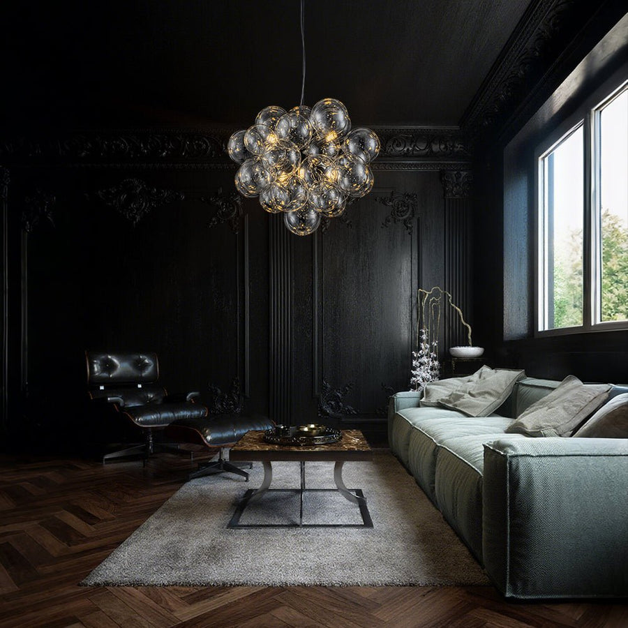 Dimmable Brass Cluster Clear Glass Bubble Sphere Chandelier ...