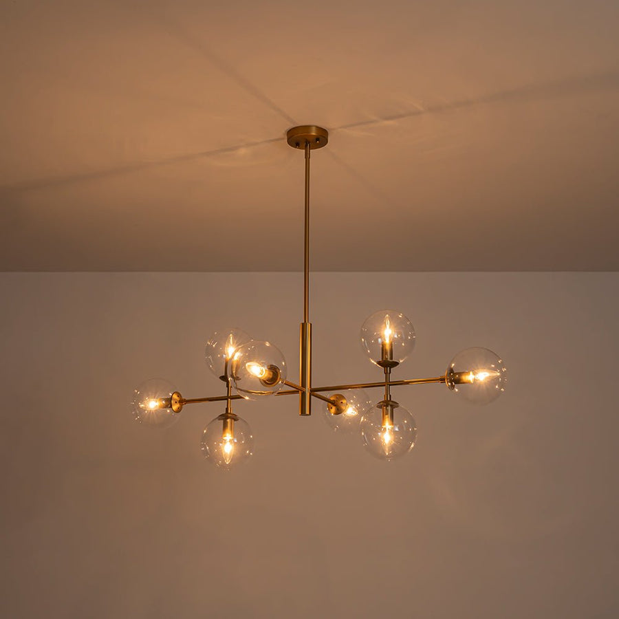 8-Light Linear Sputnik Clear Glass Bubble Chandelier LightFixturesUSA