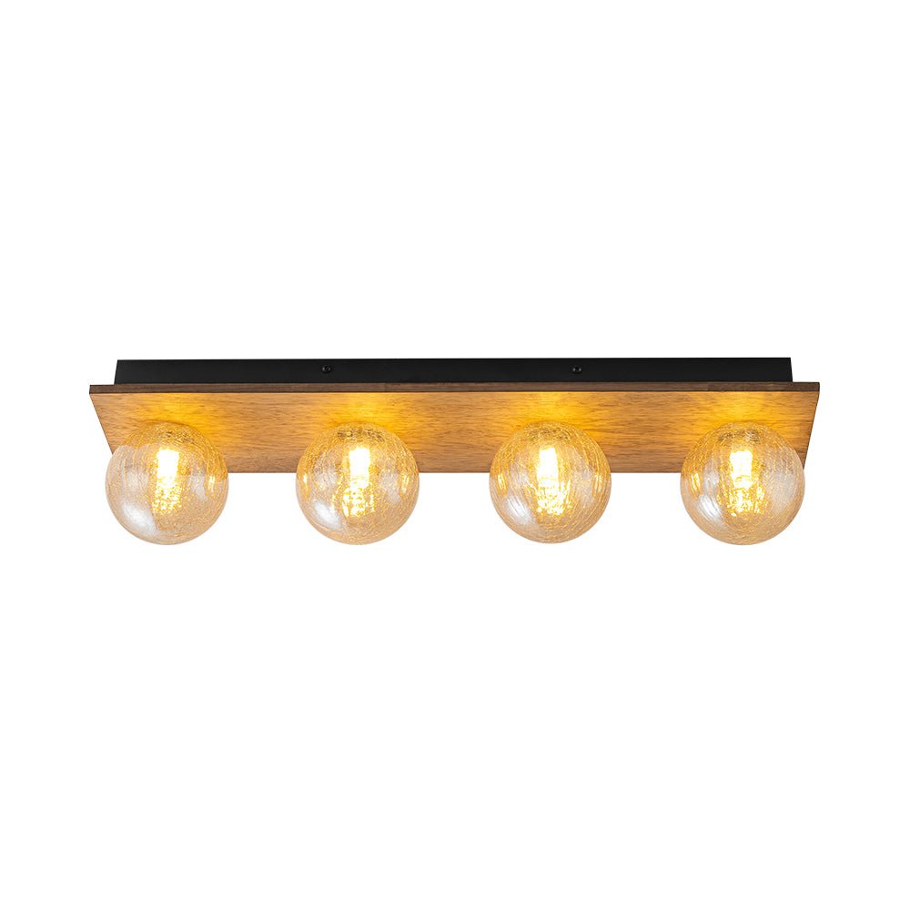Amber Texture Glass Linear Wood Semi Flush Wall Light LightFixturesUSA