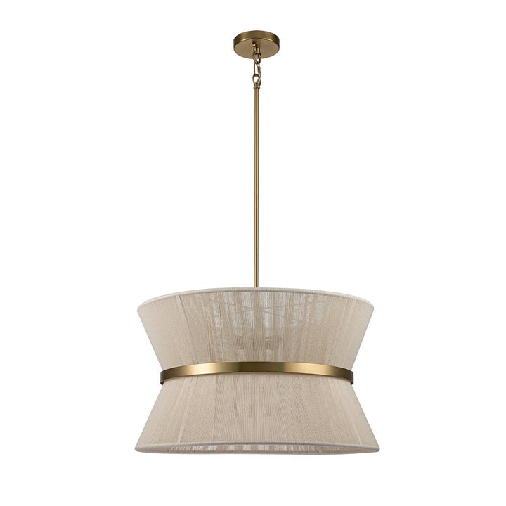 Boho 2-Tier Woven Thread Tapered Drum Pendant Light | LightFixturesUSA