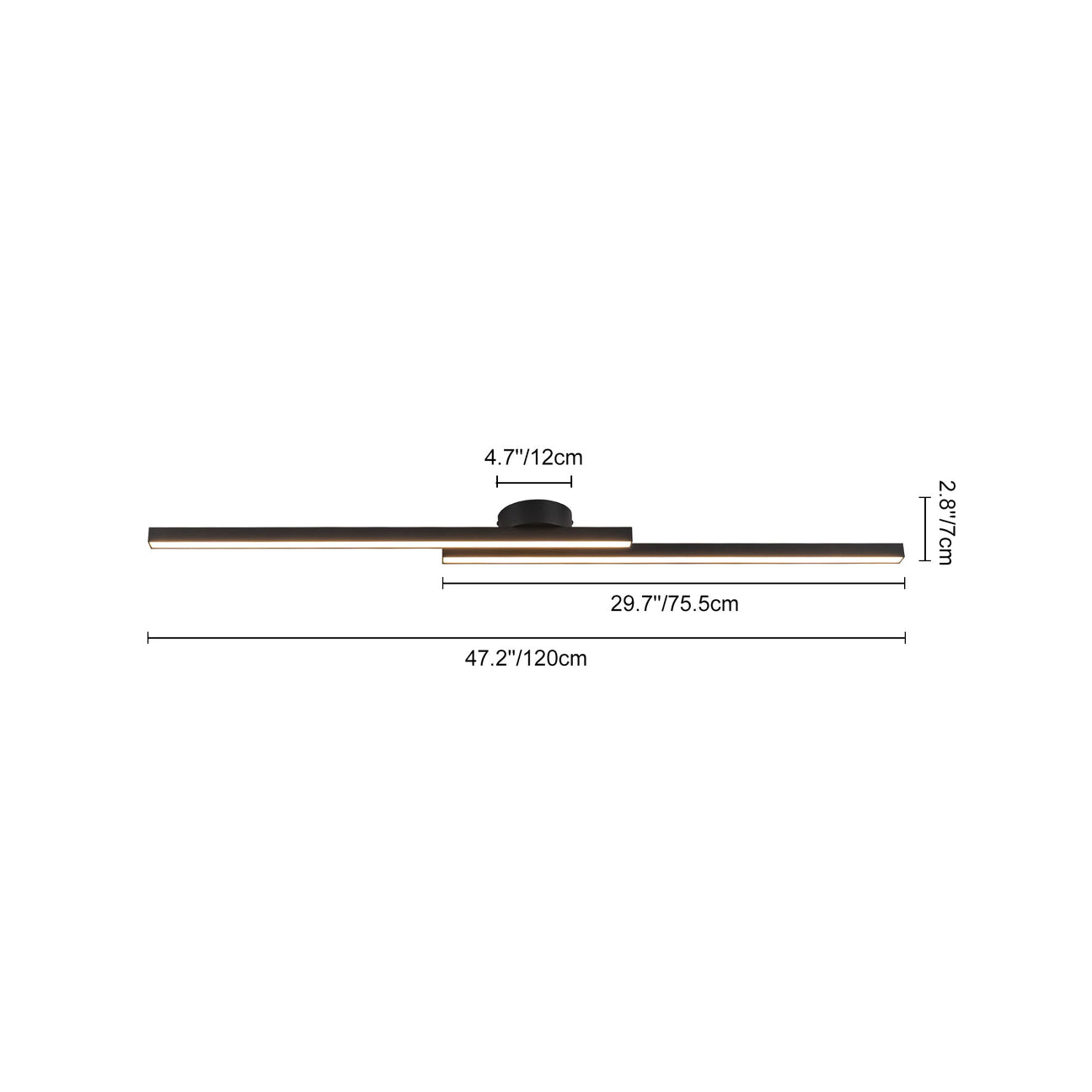 Dimmable 2-Light Long Strip Linear LED Flush Mount | LightFixturesUSA