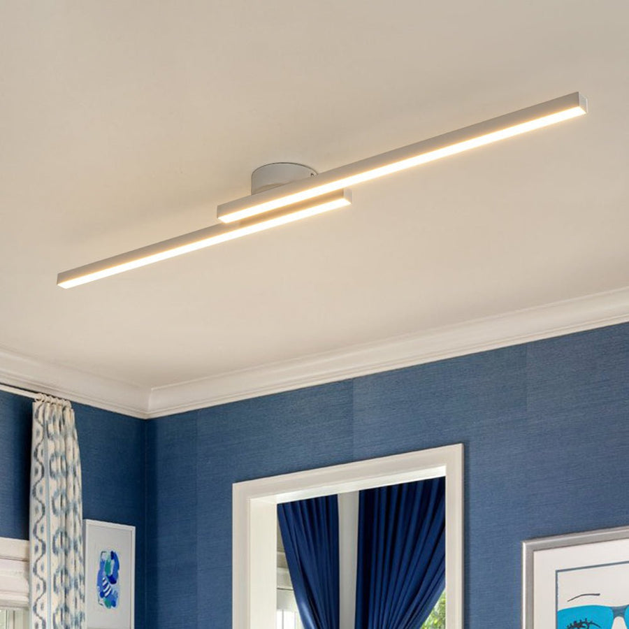 Dimmable 2-Light Long Strip Linear LED Flush Mount | LightFixturesUSA
