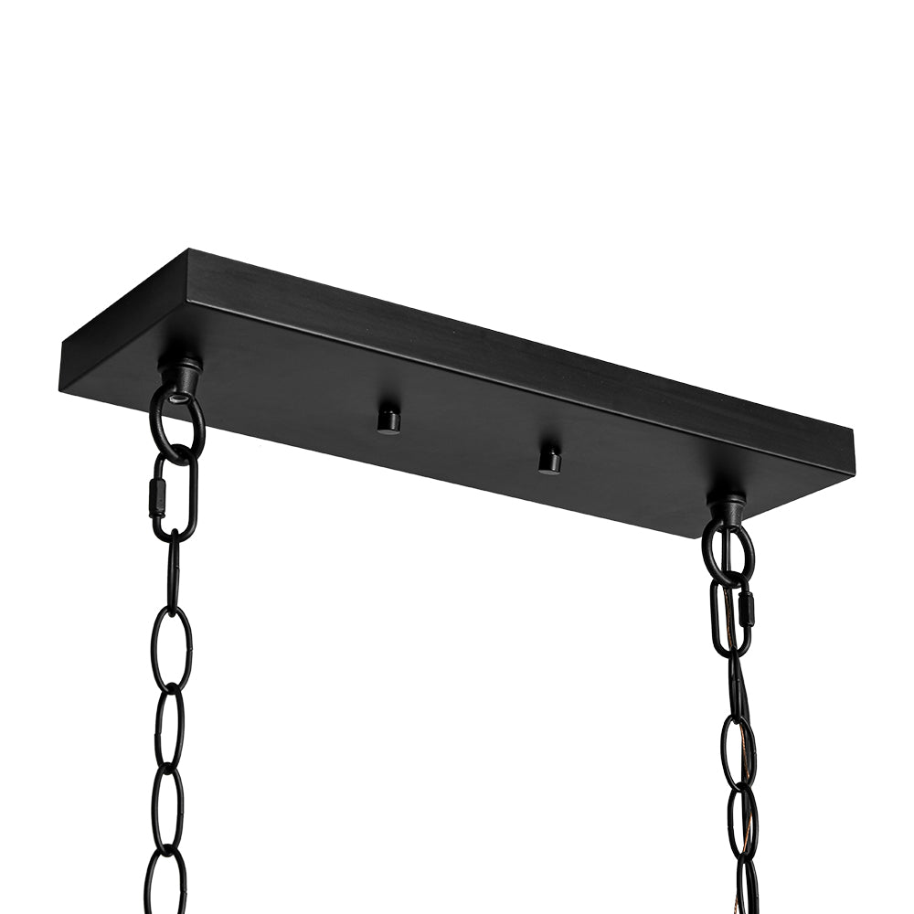 Farmhouse Black Rectangular Cage Island Chandelier | LightFixturesUSA