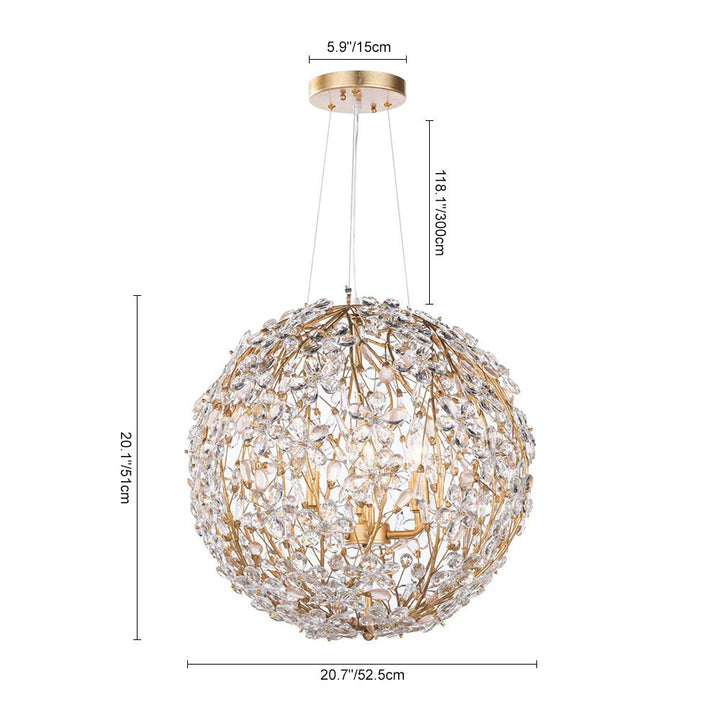 Luxe Gold Bloom Blossom Crystal Floral Orb Chandelier LightFixturesUSA