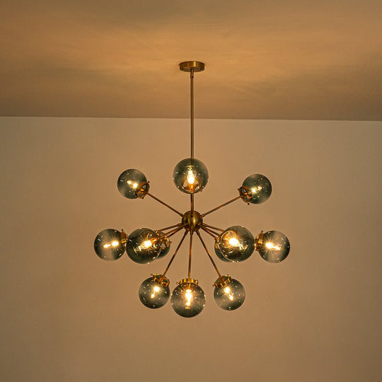 12-light Blue Glass Globe Sputnik Bubble Chandelier | LightFixturesUSA
