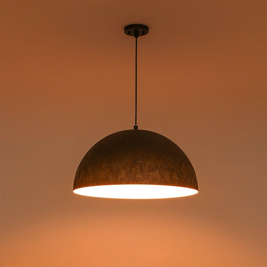 Distressed Bronze Patina Oversized Metal Dome Pendant LightFixturesUSA