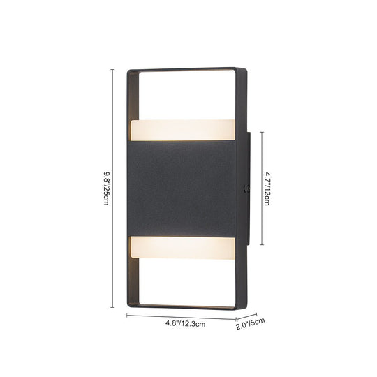 IP54 Modern Rectangle Dimmable LED Outdoor Wall Lamp LightFixturesUSA