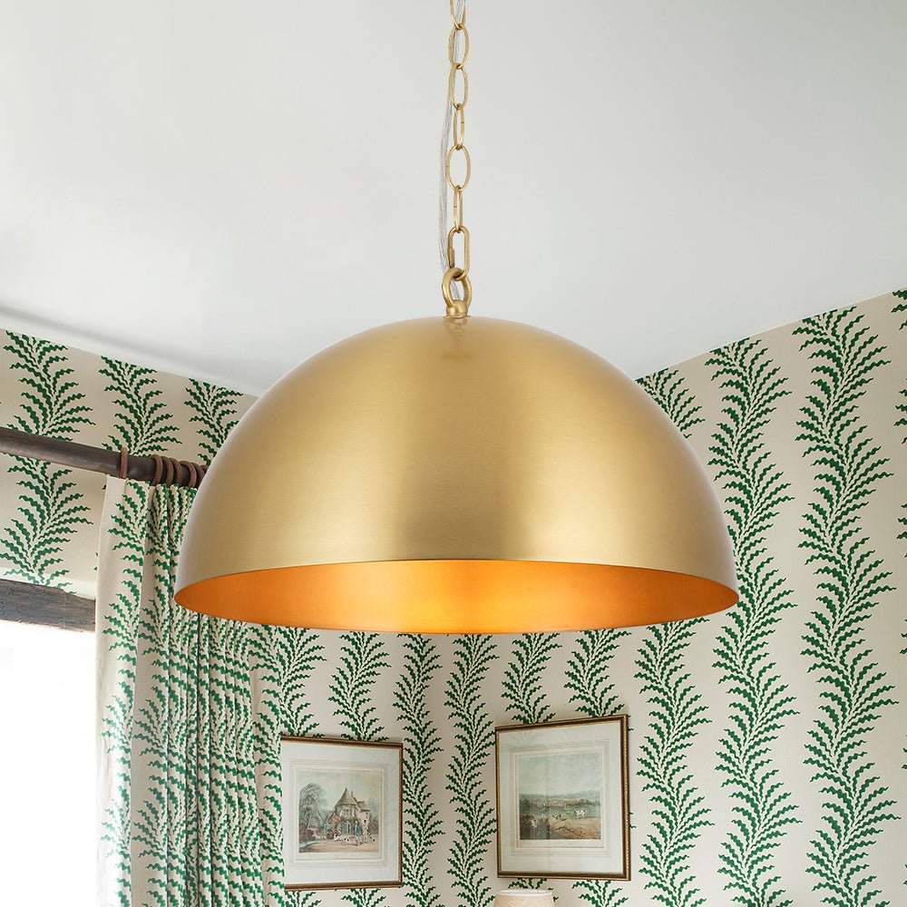 Luxe Oversized Gold Brass Iron Large Dome Pendant | LightFixturesUSA