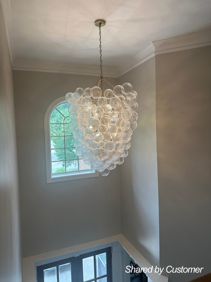 Cascade Cluster Ribbed Glass Bubble Entry Chandelier LightFixturesUSA