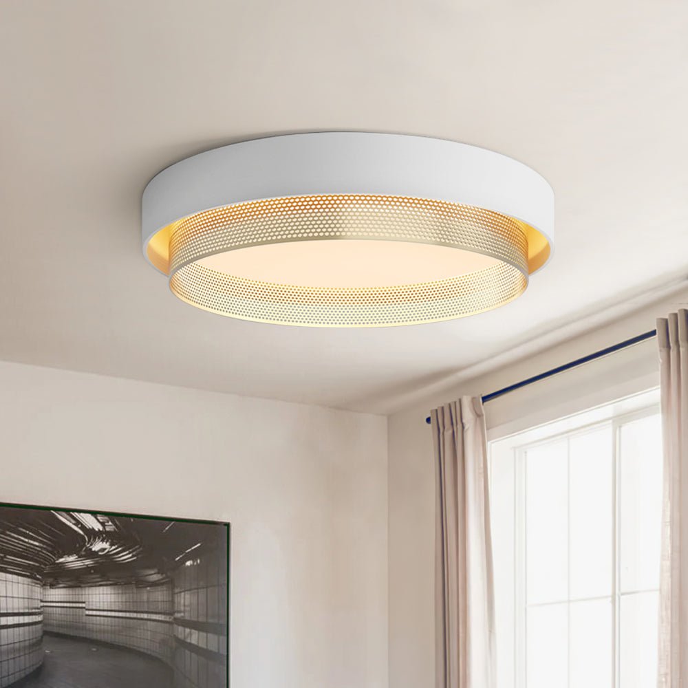 Modern LED Iron Mesh 2-Layer Circular Flush Mount | LightFixturesUSA