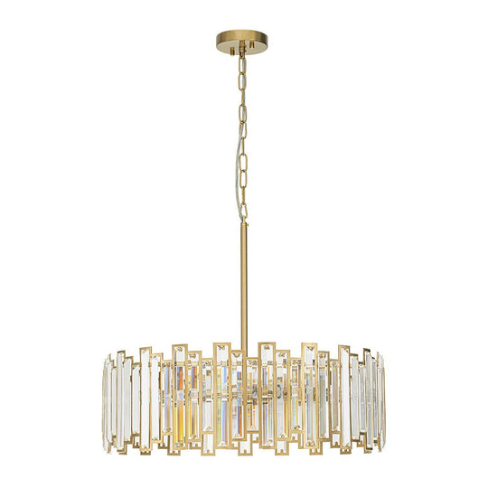 Modern Glam Brass 6-Light Crystal Drum Chandelier | LightFixturesUSA