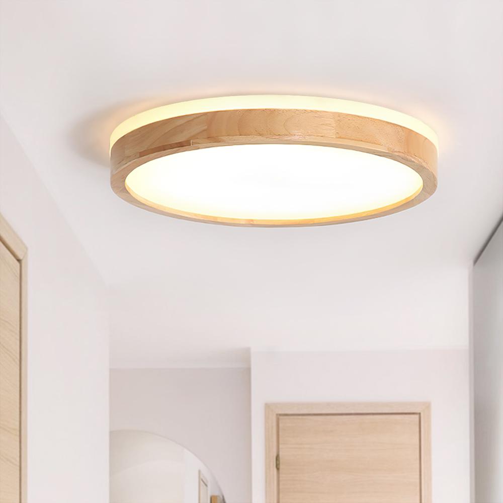 Round LED Wood Flush Mount Light | LightFixturesUSA, Round LED Ceiling ...