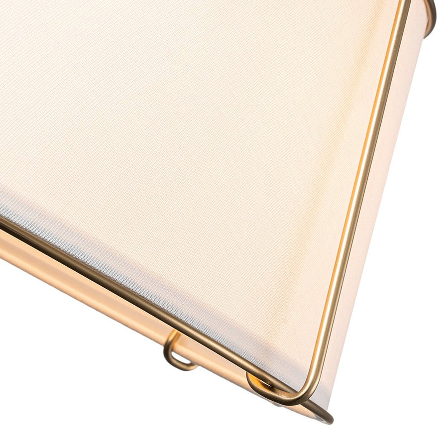 Contemporary Wide Linen Drum Brass Semi Flush Mount | LightFixturesUSA