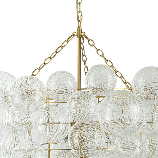 Cascade Cluster Ribbed Glass Bubble Entry Chandelier LightFixturesUSA
