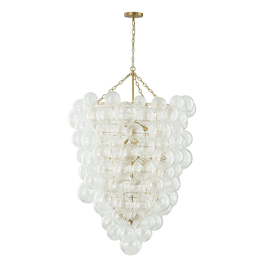 Cascade Cluster Ribbed Glass Bubble Entry Chandelier LightFixturesUSA