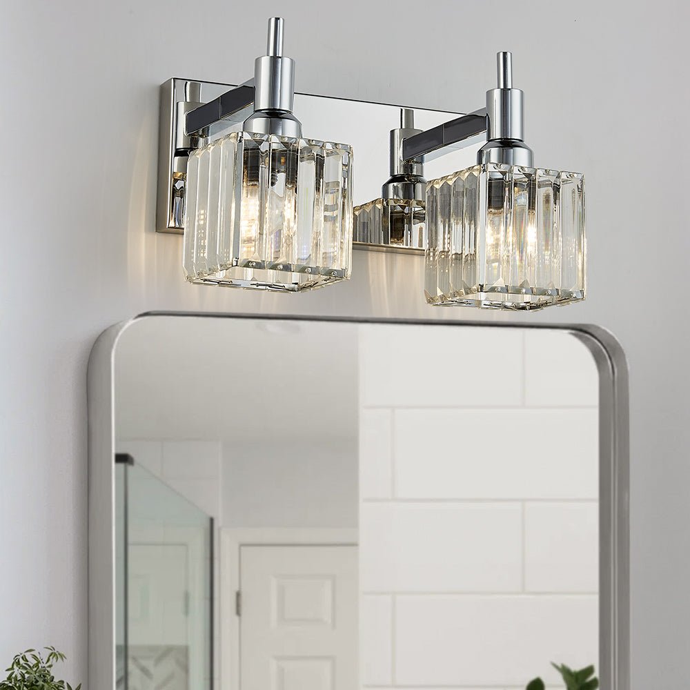 Modern Glam Crystal Bathroom Vanity Wall Light | LightFixturesUSA