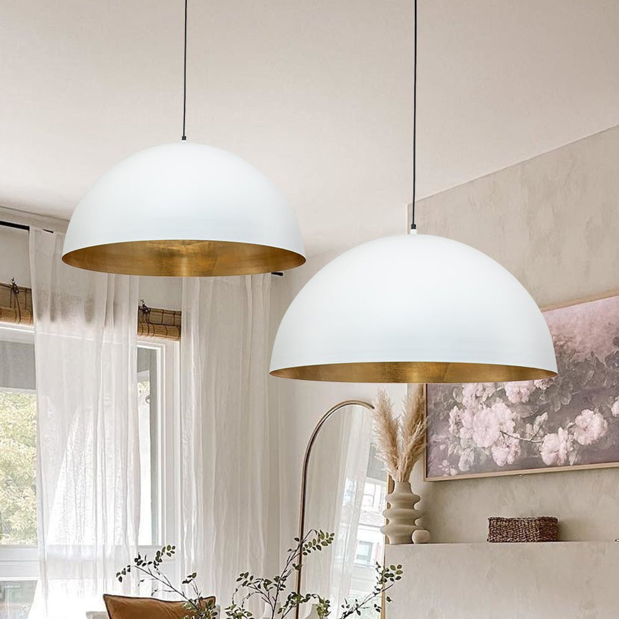 Oversized Metal Dome Pendant Light | LightFixturesUSA, Black/White Dome ...
