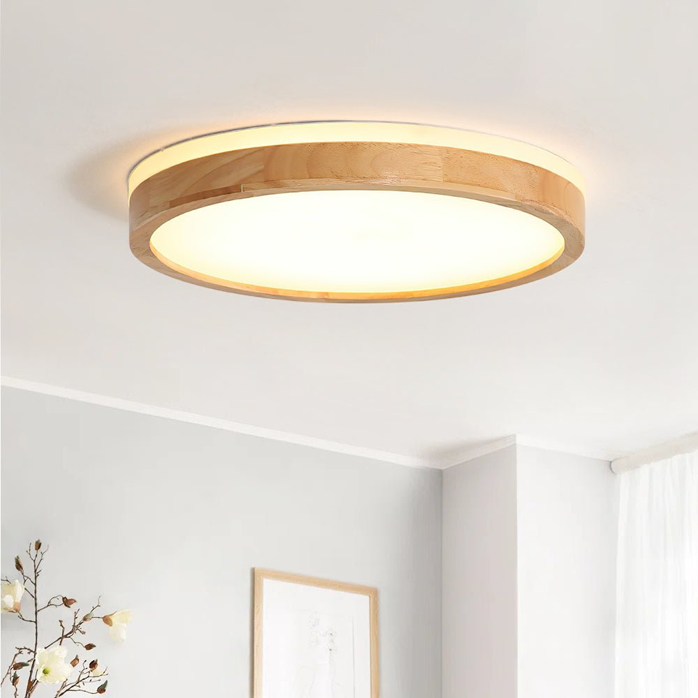 Round LED Wood Flush Mount Light | LightFixturesUSA, Round LED Ceiling ...