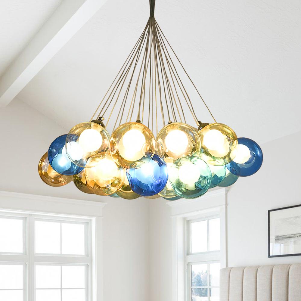 Unique Multi-Color Globe Cluster Chandelier | LightFixturesUSA, Modern